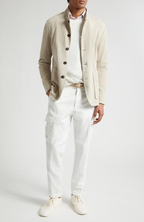 ELEVENTY dandy collar stripe cotton & linen button-up shirt